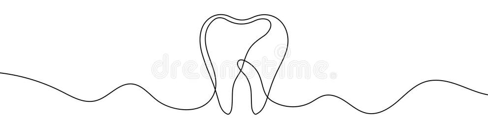 Continuous Line Drawing of Tooth. Single Line Tooth Icon. Stock Vector ...