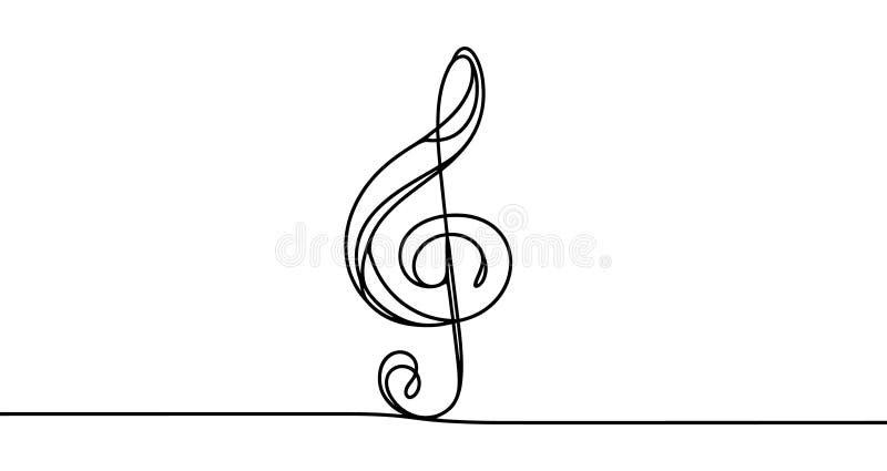 Continuous Line Drawing of a Treble Clef on White Background Stock ...
