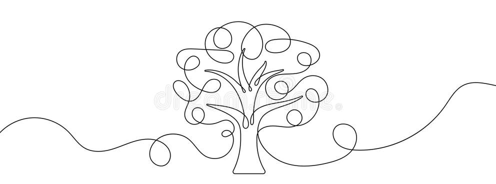 Continuous Line Drawing of Tree. Single Line Tree Icon. Stock Vector ...
