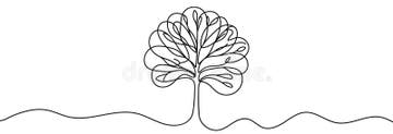 Continuous Line Drawing of Tree. Single Line Tree Icon. Stock Vector ...