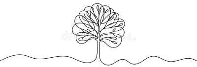 Continuous Line Drawing of Tree. Single Line Tree Icon. Stock Vector ...