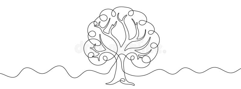 Continuous Line Drawing of Tree. Single Line Tree Icon. 向量例证 - 插画 包括有 ...