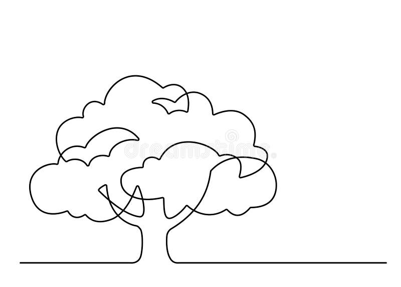 One line tree stock illustration. Illustration of garden - 112549499