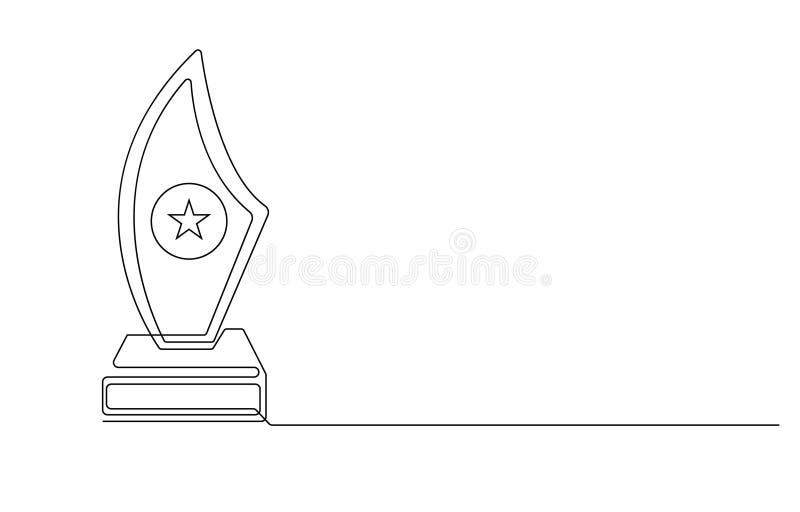 Continuous Line Drawing of a Trophy with a Star Stock Vector ...