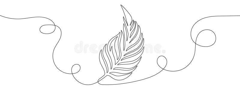 Continuous Line Drawing of Tropical Leaf. Leaf Continuous Line. Stock ...