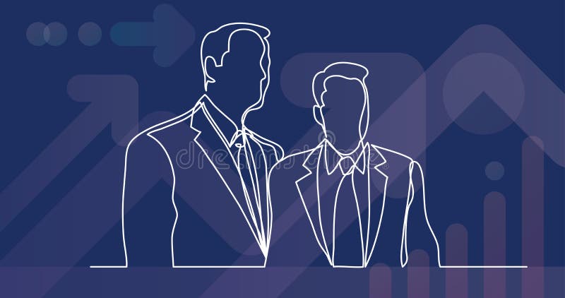Continuous Line Drawing of Two Businessmen Standing Together Stock ...