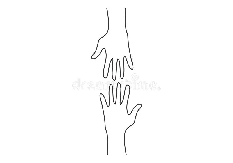 Two Hands Barely Touching Each Other in One Line. Simple Sketch of Two ...