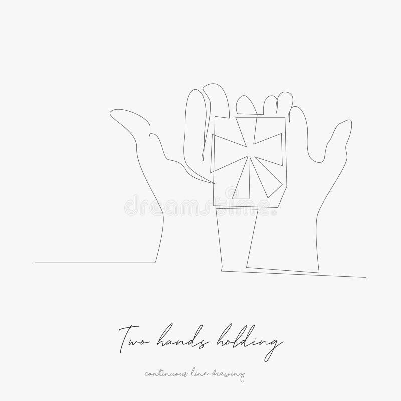 Continuous Line Drawing. Two Hands Holding Gift Box. Simple Vector ...