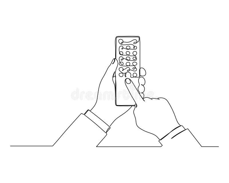 Continuous Line Drawing of Two Hands Holding a Remote Control and ...
