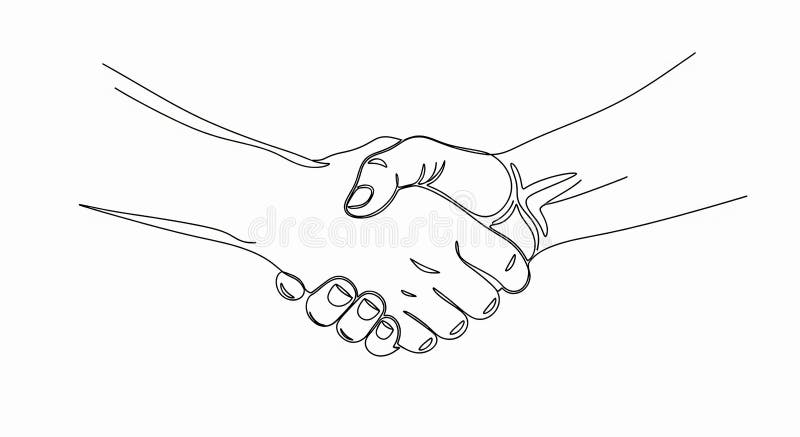 Continuous Line Drawing of Two Hands Shaking, Symbolizing Partnership ...