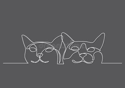 Line Drawing Two Cats Stock Illustrations – 266 Line Drawing Two Cats ...