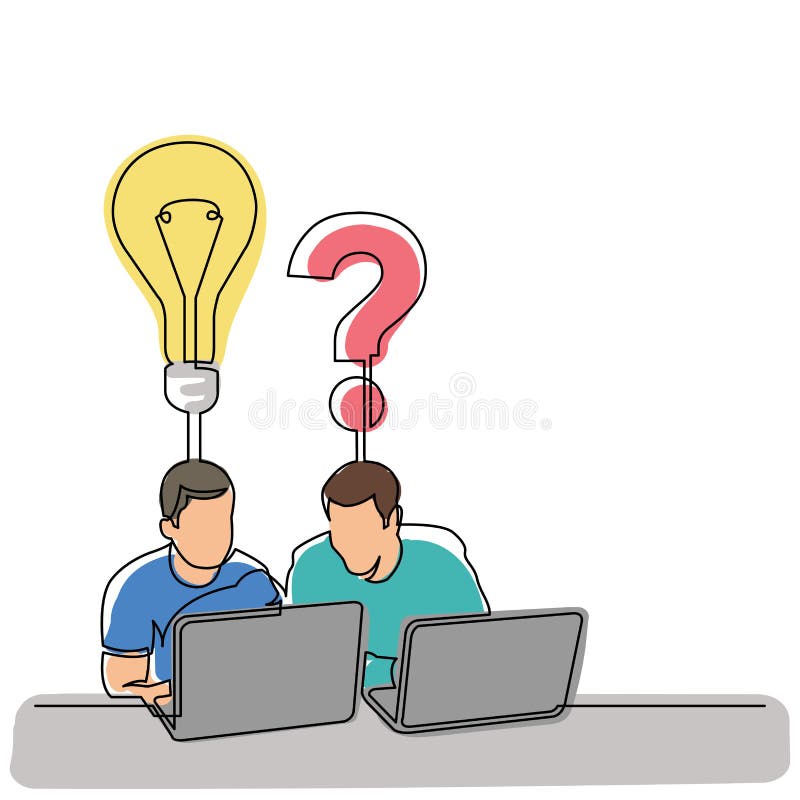 Continuous Line Drawing of Two Men Sitting with Laptop Computers ... Continuous Line Drawing of Two Men Sitting with Laptop Computers ...