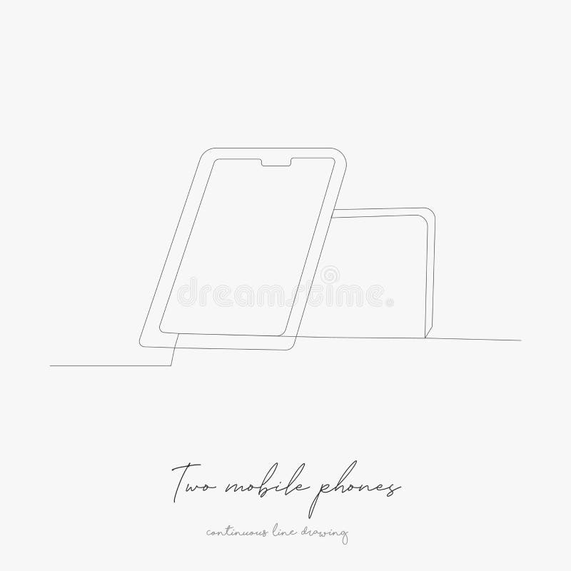 Continuous Line Drawing. Two Mobile Phones. Simple Vector Illustration ...