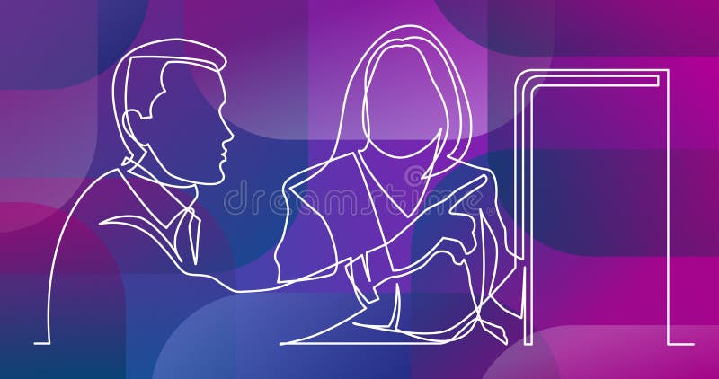 Two Workers are Discussing about Engineering Drawing Stock Vector ...