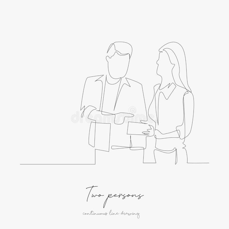 Continuous Line Drawing. Two Persons. Simple Vector Illustration. Two ...