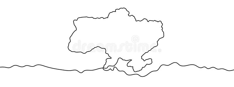 Continuous Line Drawing of Ukraine Map. Linear Ukraine Map. One Line ...
