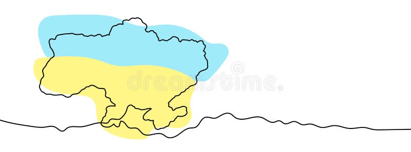 Continuous Line Drawing of Ukraine Map. One Line Image of Ukraine Map ...