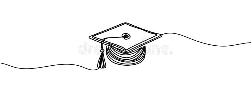 Continuous Line Drawing of University Graduation Black Hat Stock Vector ...