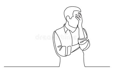 Continuous Line Drawing of Upset Man in Trouble Stock Vector ...