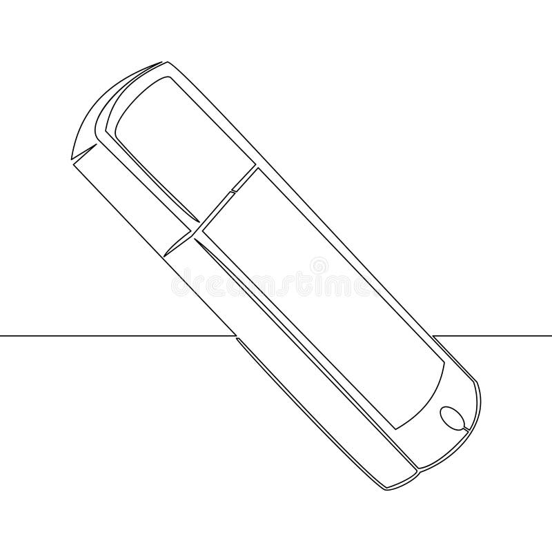 Continuous Line Drawing USB Flash Drive Icon Vector Illustration ...