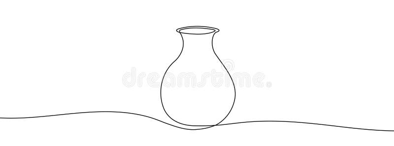 Continuous Line Drawing of Vase. Linear Drawing of a Vase Stock Vector ...