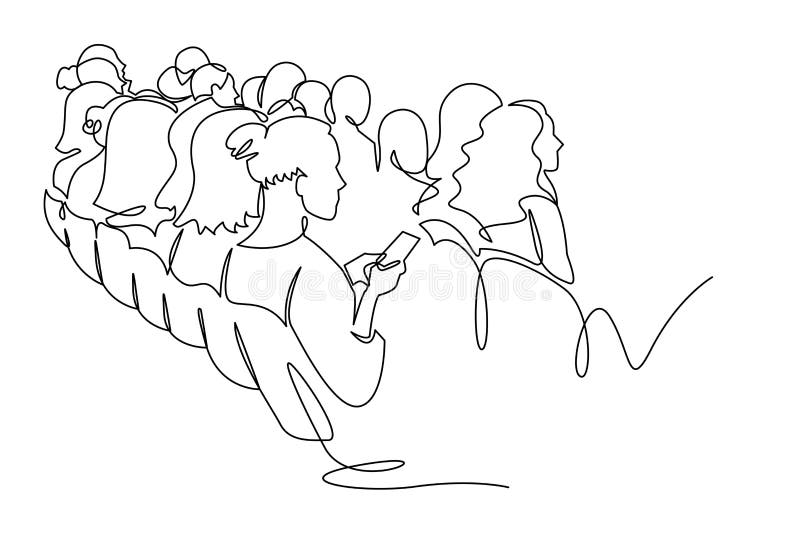 Continuous Line Drawing of Vector Illustration Character of Audience in ...