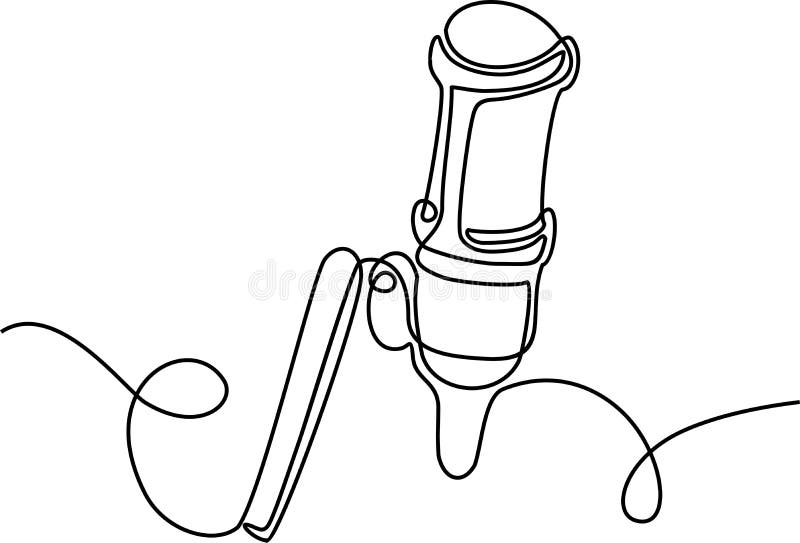 Continuous Line Drawing of Vector Radio Station Microphone Icon Stock ...