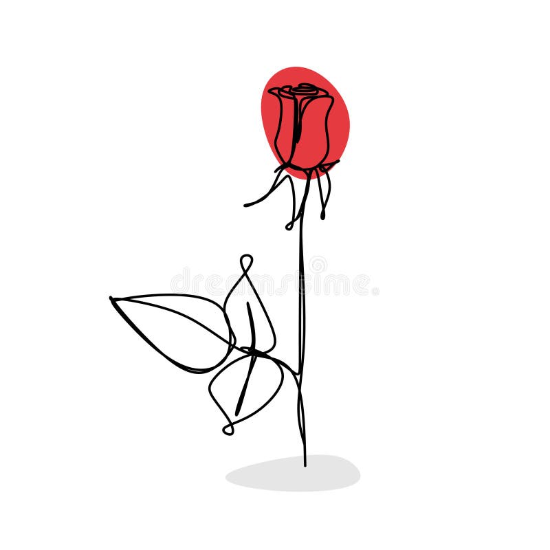 Continuous Line Drawing Vector of Rose Flower Romantic Symbol Minimal ...