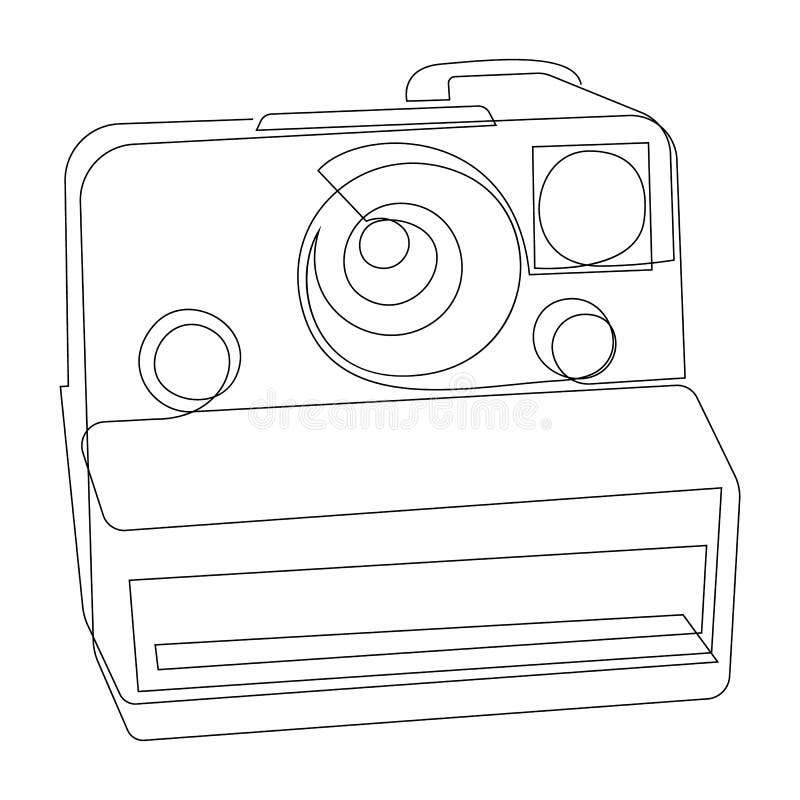 Continuous Line Drawing of Vintage Instant Camera. Vector Illustration ...
