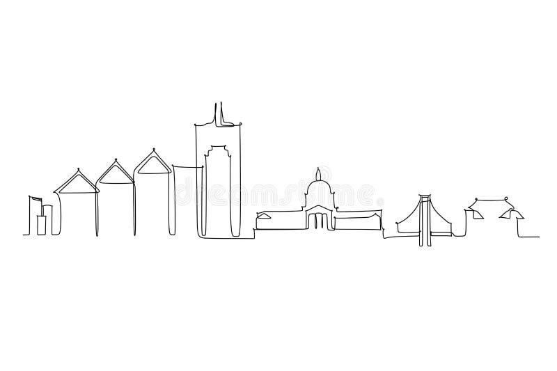 Continuous Line Drawing of Washington DC USA. Simple Line Drawing Stock ...