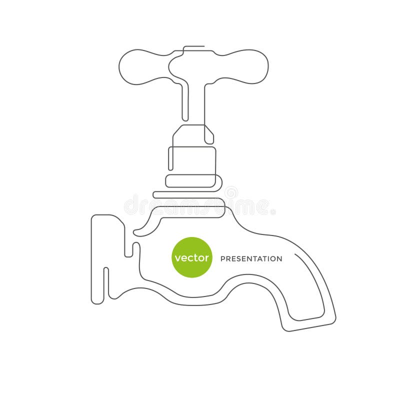 Continuous Line Drawing of Water Faucet .Vector Illustration Stock ...