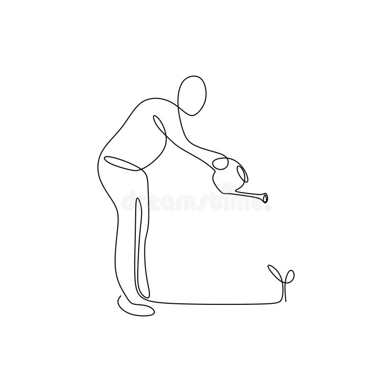 Continuous Line Drawing Watering Plants Stock Illustrations – 63 ...