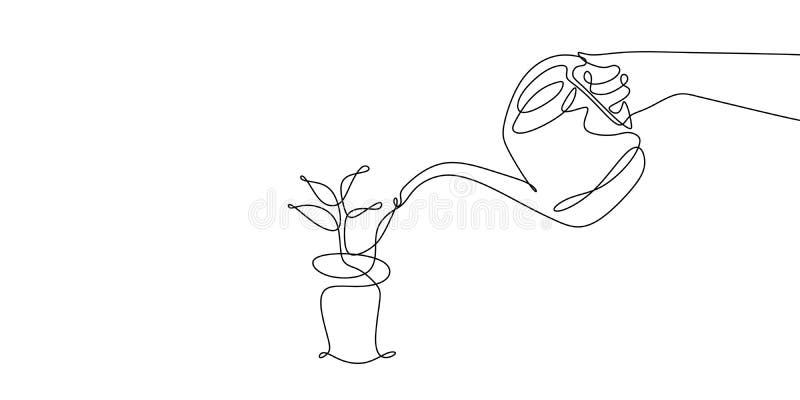 Continuous Line Drawing Watering Plants Stock Illustrations – 63 ...