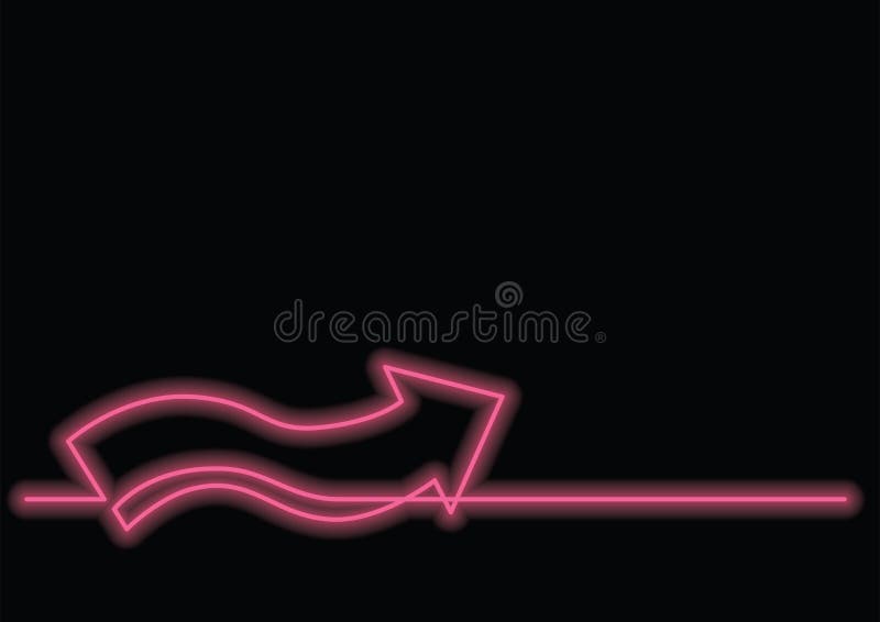 Continuous Line Drawing of Wavy Arrow with Neon Vector Effect Stock ...
