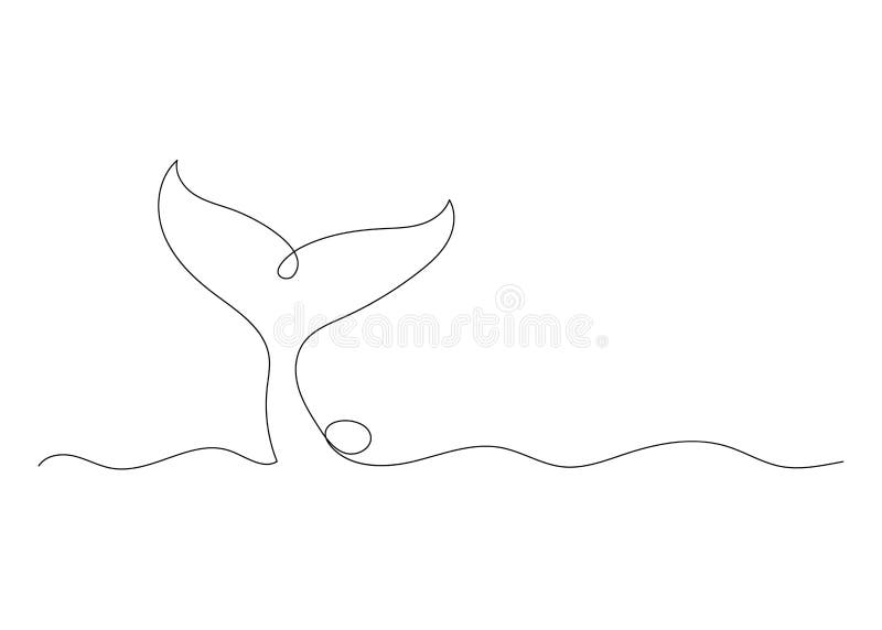 Continuous Line Drawing of Whale Tail. Stock Illustration ...