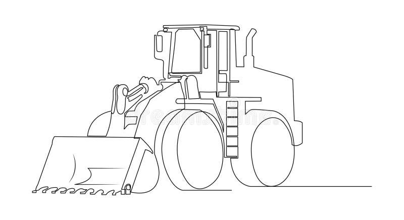 Continuous Line Drawing of Wheel Loader Stock Vector - Illustration of ...