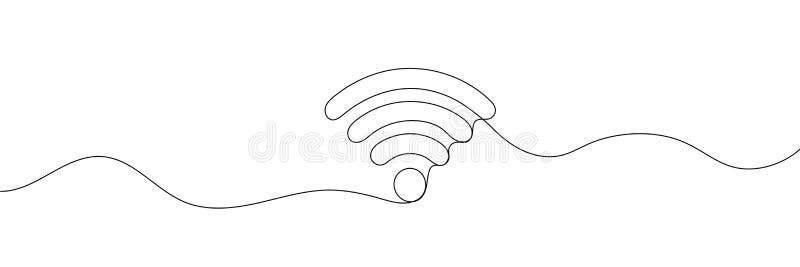 Continuous Line Drawing of WI-FI Signal Icon. Stock Vector ...