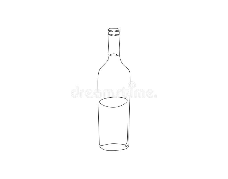 Continuous Line Drawing of Wine Bottle. One Line of a Bottle of Wine ...