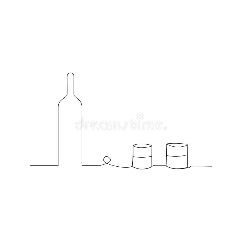 Continuous Line Drawing Of Wine Glass Isolated Sketch Drawing Of Wine Glass Line Concept