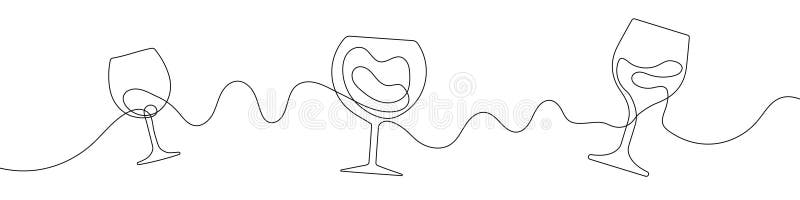 Continuous Line Drawing Of Wine Glass Single Line Wine Glass Icon Stock Vector Illustration