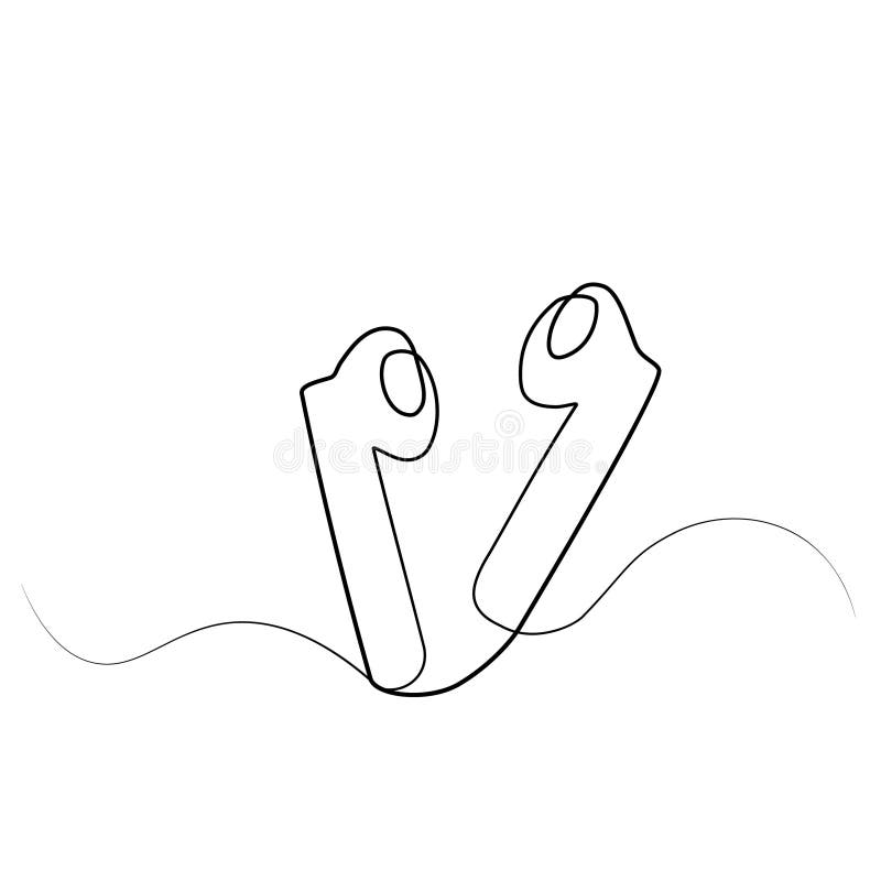 Continuous Line Drawing of Wireless Headphones. Vector Stock Vector ...