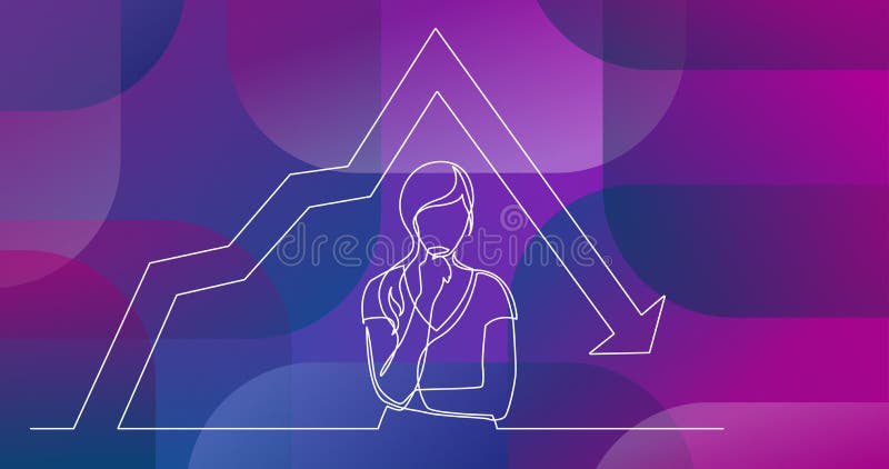 Continuous Line Drawing of Woman Confused Thinking about Decreasing ...