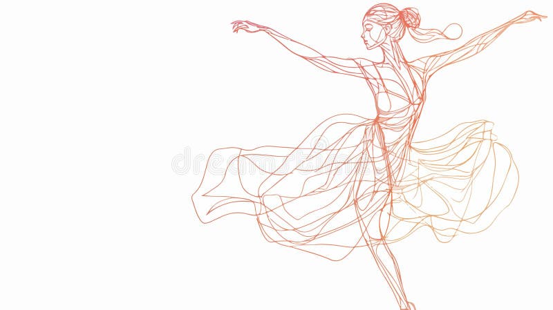 Continuous Line Drawing of a Woman Dancing in Motion. Stock ...