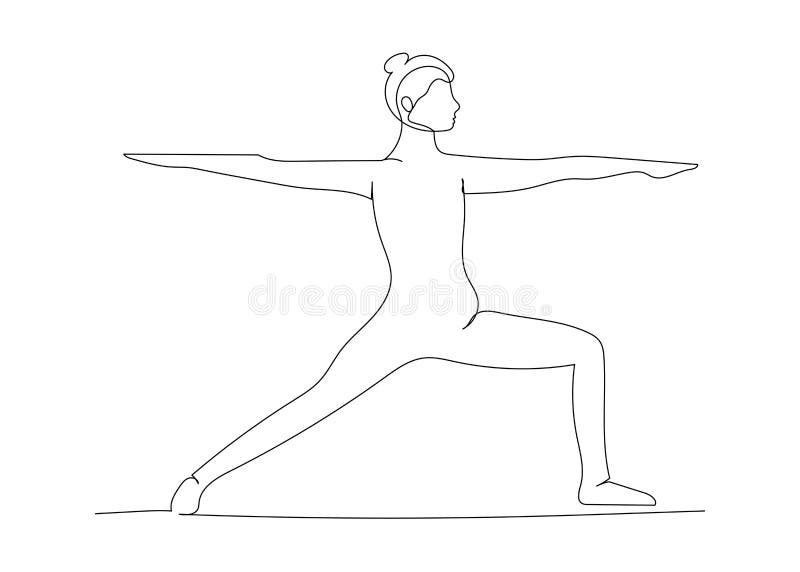 Continuous Line Drawing of Woman Doing Exercise Yoga Stock Vector ...