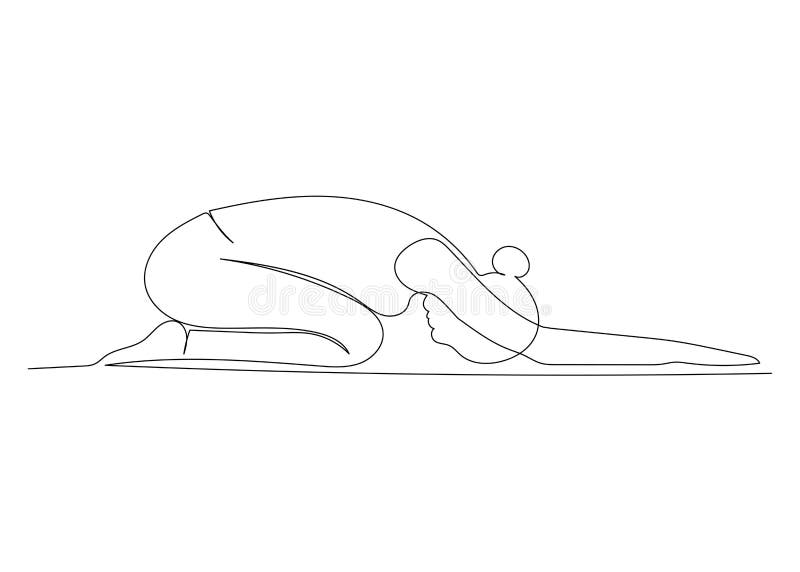 Continuous Line Drawing of Woman Doing Exercise Yoga Stock Illustration ...