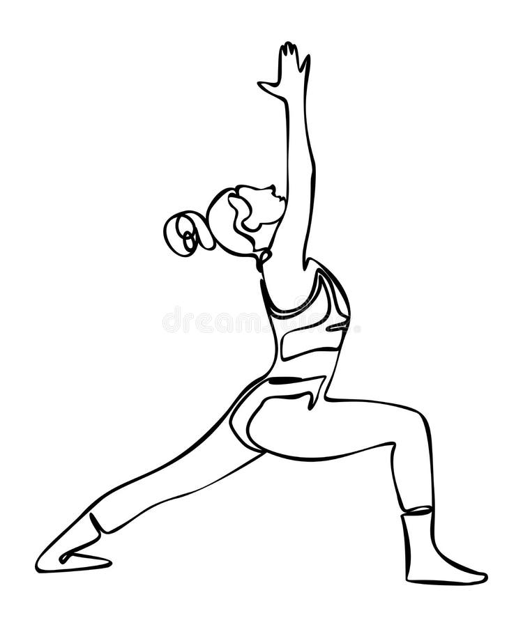 Continuous Line Drawing Woman Doing Exercise In Yoga Pose Vector