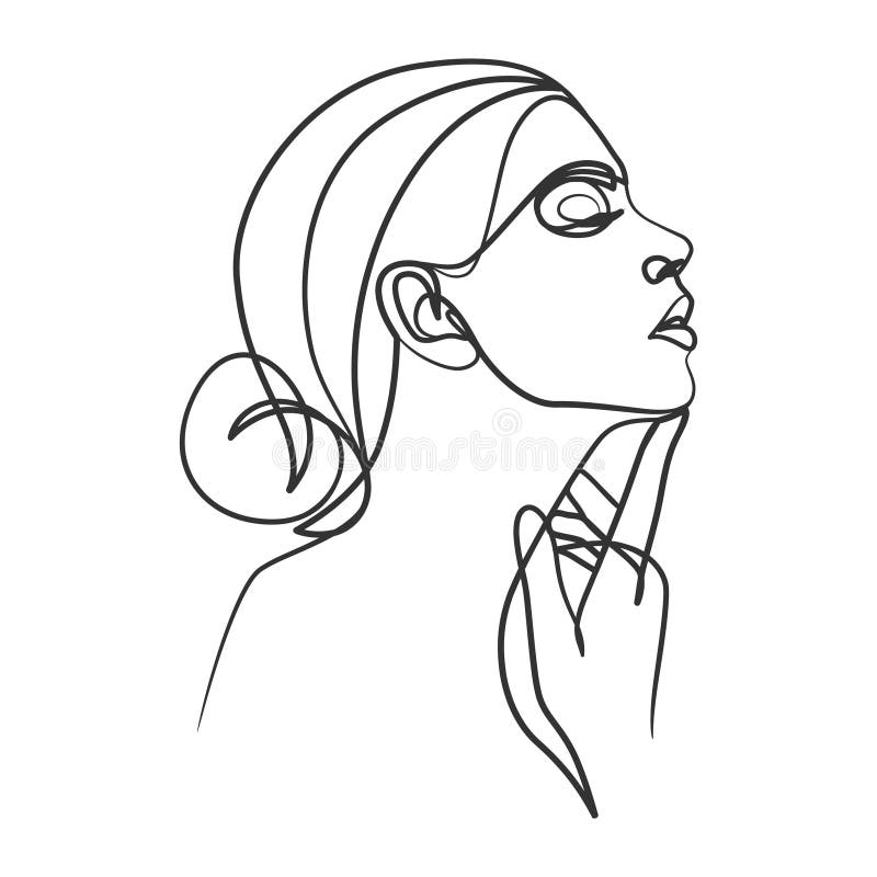 Continuous Line Drawing Of Woman Face One Line Woman Portrait Stock