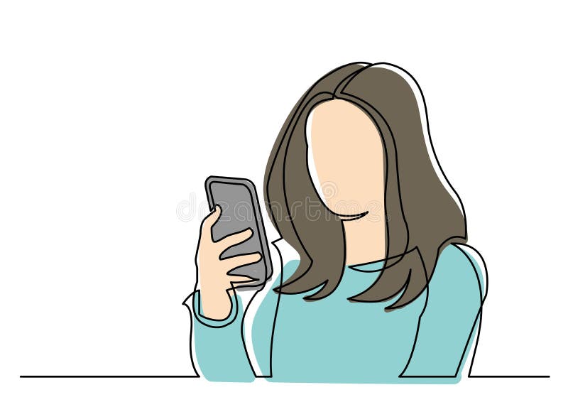 Cell Phone Woman Line Drawing Stock Illustrations – 314 Cell Phone ...