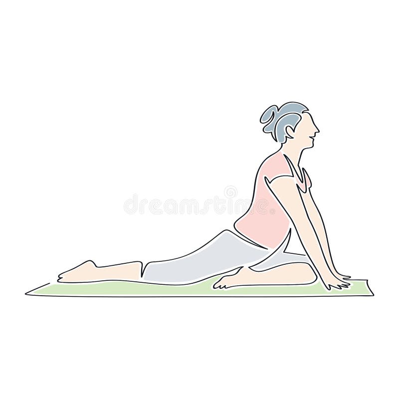 Continuous Line Drawing of Woman Relax with Yoga Pose Stock ...