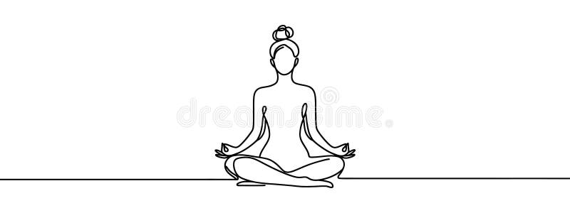 Continuous Line Drawing of Woman Sitting in Yoga Pose with Arms Above ... Continuous Line Drawing of Woman Sitting in Yoga Pose with Arms Above ...